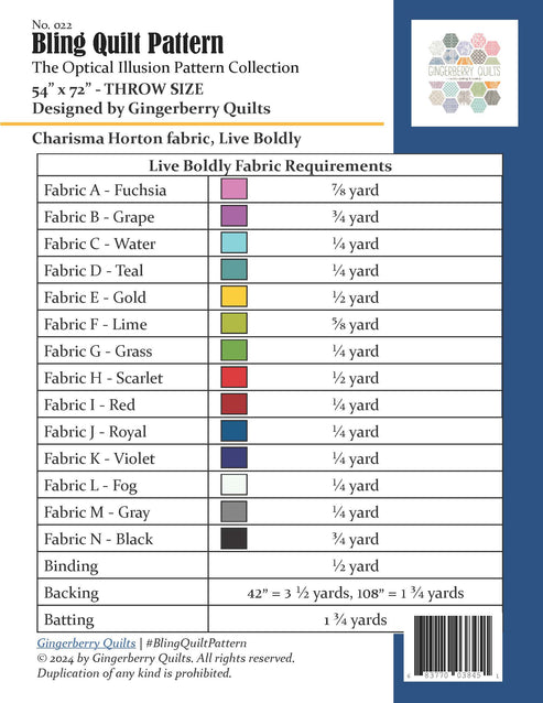 Bling Quilt Pattern - PDF copy – Gingerberry Quilts